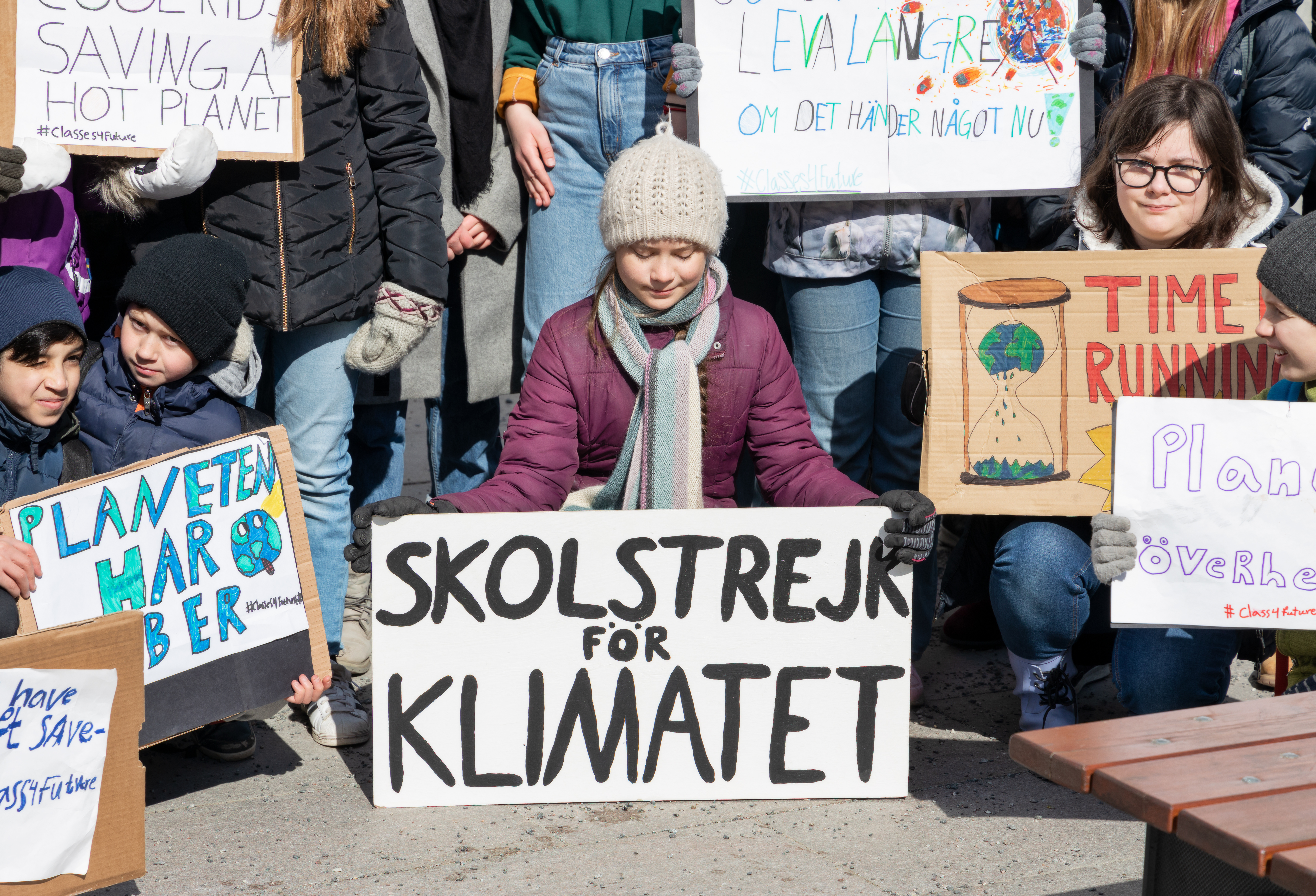 Climate activists lead by Greta Thunberg protesting in Stockholm ...